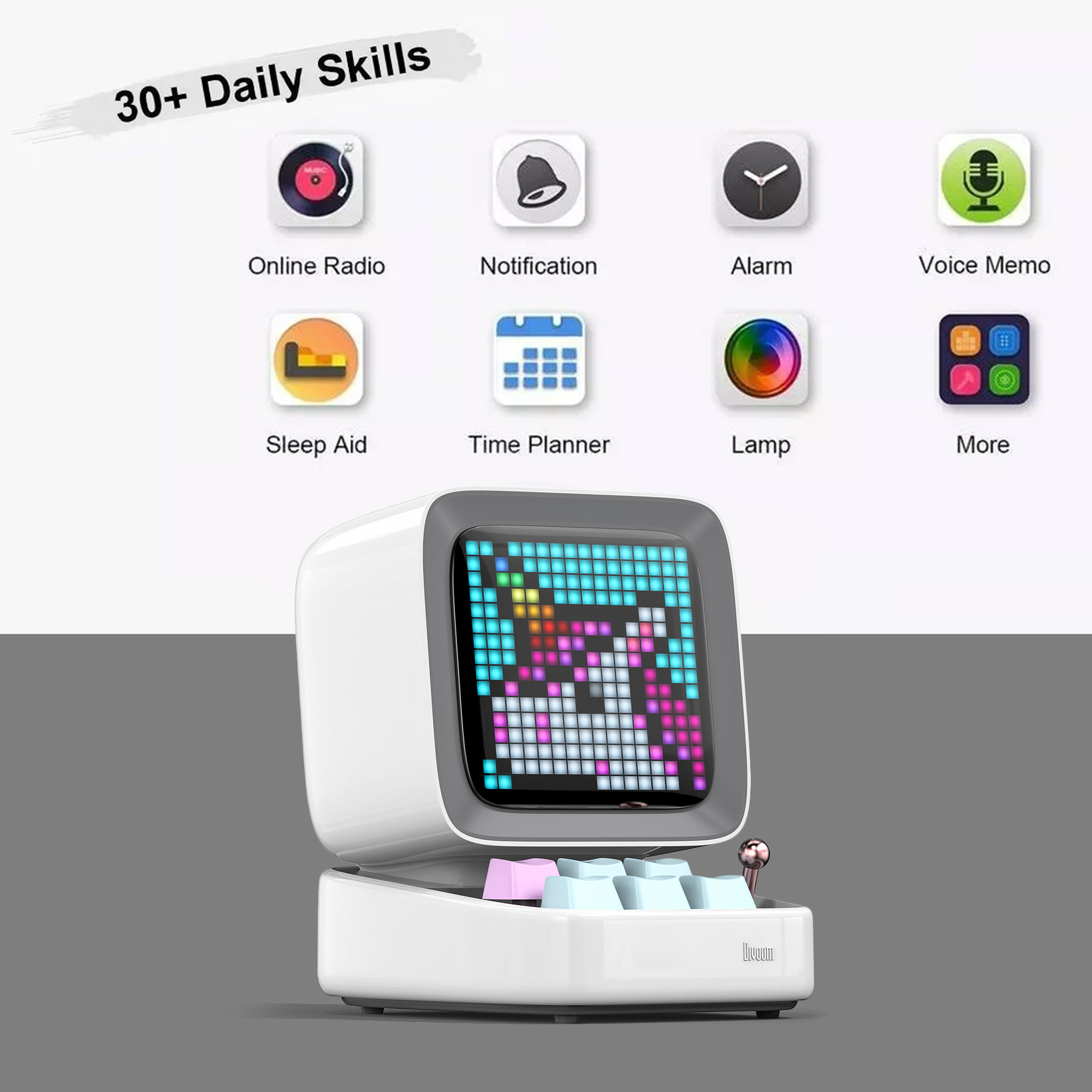 Divoom Ditoo Plus - Weißer Bluetooth Lautsprecher mit Display